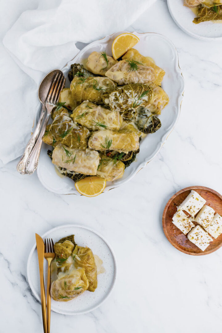 Greek Stuffed Cabbage Rolls (Lahanodolmades) ~ Foodathlon